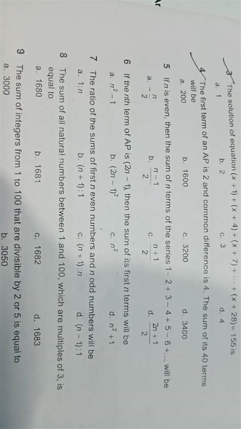 4 The First Term Of An Ap Is 2 And Common Difference Is 4 The Sum Of It