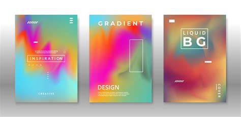 현대 추상 흐릿한 그라데이션 색상 배경 벡터 템플릿의 집합입니다 브로셔 전단지 전단지 표지 카탈로그를 A4 크기로 디자인합니다 추상 유체 3d 모양 벡터 트렌디 한 액체