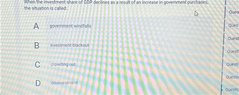 Solved When The Investment Share Of Gdp Declines As A Result