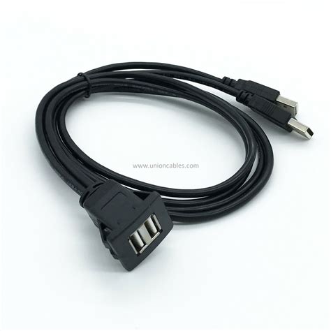 Dual USB Cable Male To Female Mount Extension Cable