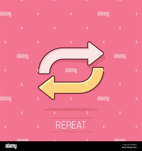 arrow rotation icon in comic style sync action cartoon vector illustration on isolated
