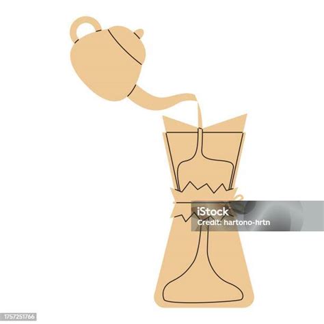 플랫 라인 커피 필터 벡터 일러스트 레이 션 와 커피 테마 와 평평한 선 벡터 스타일 0명에 대한 스톡 벡터 아트 및 기타