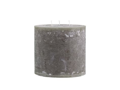 RUSTIC PILLAR CANDLE 15x15cm OLIVE