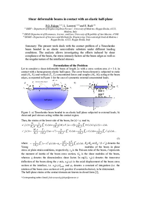 Pdf Shear Deformable Beams In Contact With An Elastic Half Plane