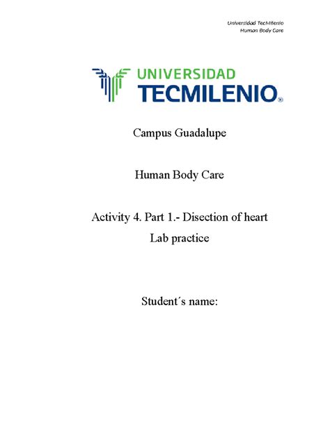 Lab Practice Disection Heart 1 Human Body Care Campus Guadalupe