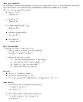 Inequalities Guided Notes By Meet G In The Middle TPT