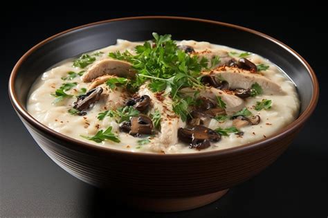 Savory Tapioca Pearl Chicken Soup On White Background Premium Ai