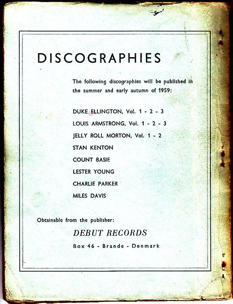 Discography Of Count Basie June 1959 With Biographical Notes By Knud H Ditlevsen By Jorgen