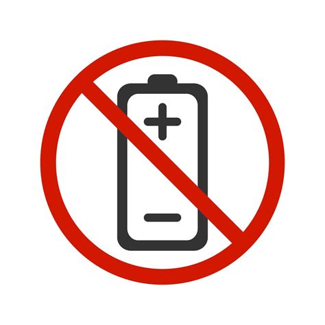 No Battery Icon Or Logo Forbidden Using Battery Is Not Allowed Vector Illustration