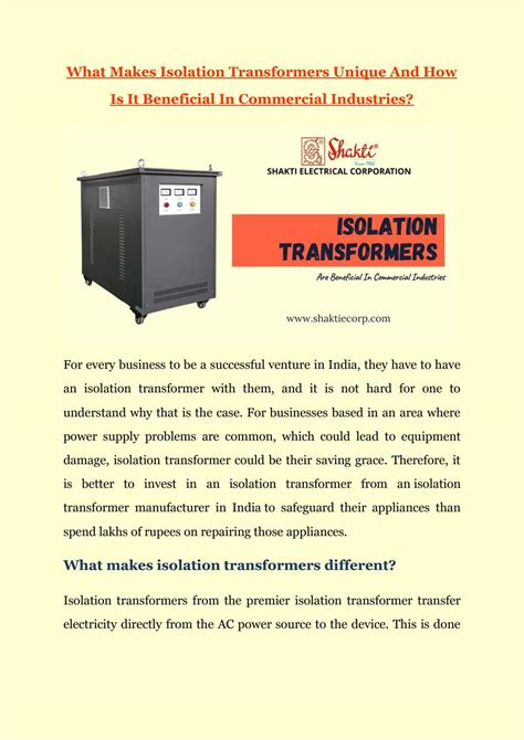 How Isolation Transformers Is Beneficial In Commercial Industries By Mohanish Mehra Issuu