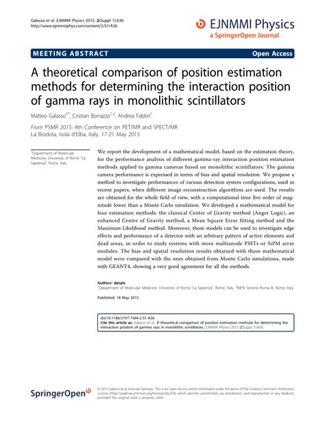 Pdf A Theoretical Comparison Of Position Estimation Methods For Determining The Interaction