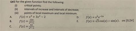 Solved Q\#2 For the given function find the following: (i) | Chegg.com