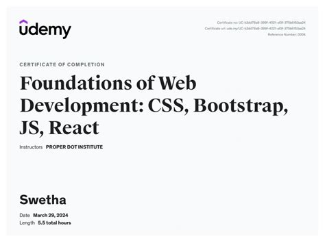 Swetha V On Linkedin Webdevelopment Certification Udemy Html Css