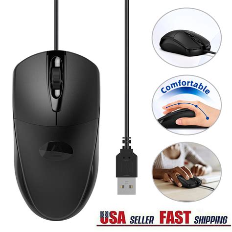 Scroll Wheel Corded Usb Wired Optical Mouse