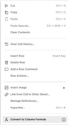 Applying A Formula For The Whole Column Smartsheet Community