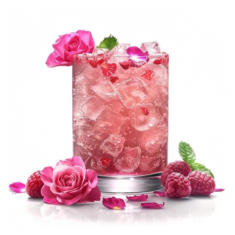 Raspberry Rose Fizz A Delicate Raspberry Rose Fizz Mocktail Served Over