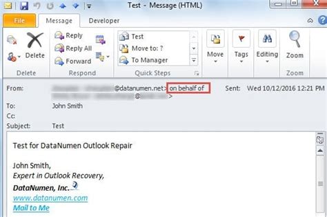 how to send emails on behalf of another person in outlook