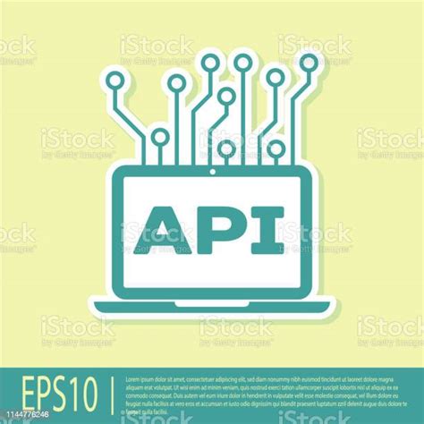 녹색 컴퓨터 Api 인터페이스 아이콘 노란색 배경에 고립 애플리케이션 프로그래밍 인터페이스 Api 기술 소프트웨어 통합 벡터