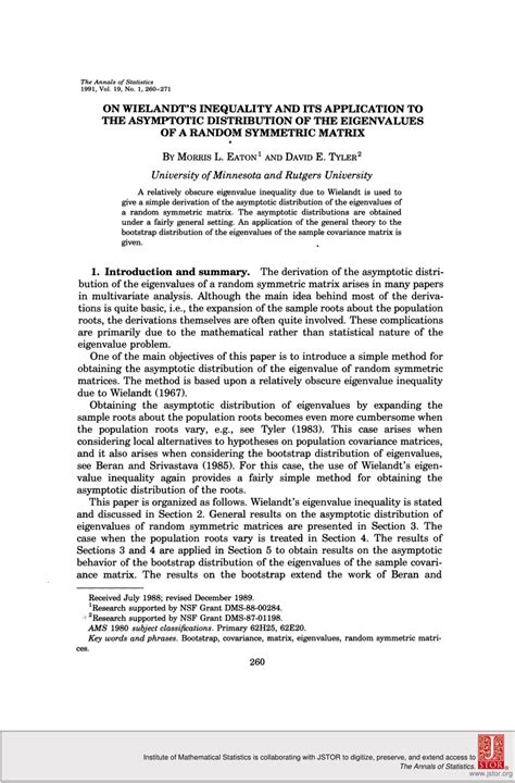 Pdf On Wielandts Inequality And Its Application To The Asymptotic