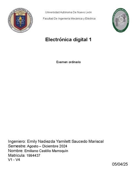 Examen Ordinario Proyecto Sem Foro Peatonal Digital Electr Nica Digital Studocu
