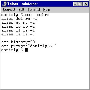 Creating Cshrc File Unix Exercise Result