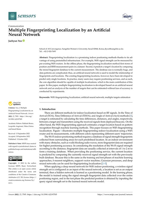 pdf multiple fingerprinting localization by an artificial neural network