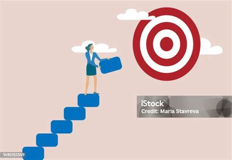 목표를 달성하기 위한 사업 계획을 개발하고 성공 또는 경력 성장을 위한 계단을 만들고 목표 달성을 위한 실행 계획 또는 노력 목표 개념에 도달하기 위한 동기를 부여합니다
