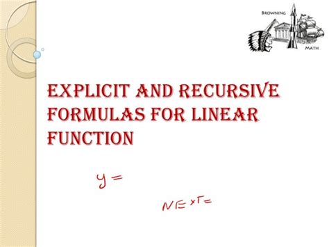 Explicit And Recursive Formulas