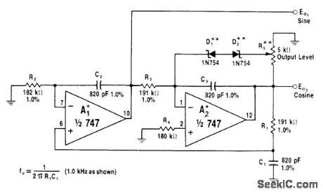 SINE COSINE OSCILLATOR Signal Processing Circuit Diagram SeekIC Com