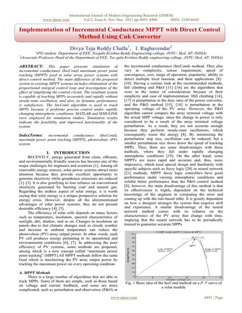 Implementation Of Incremental Conductance Mppt With
