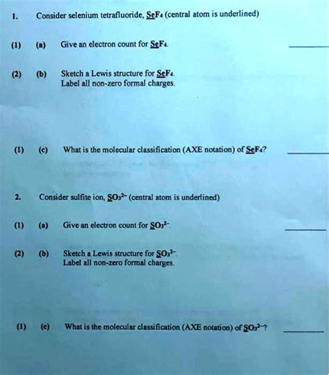 Solved Consider Selenium Tetrafluoride Scfa Central Atom Is