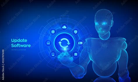 Update Software Upgrade Software Version Concept On Virtual Screen Computer Program Upgrade