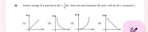 10 Kinetic Energy Of A Particle Is Ke 21 Mv2 Then The Plot Between Ke An