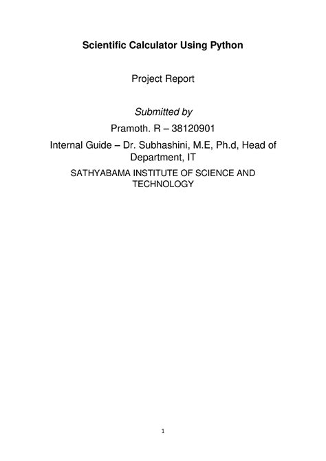 Python Project Report Scientific Calculator Using Python Project Report Submitted By Pramoth