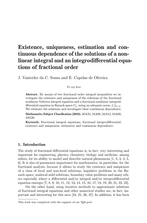 Pdf Existence Uniqueness Estimation And Continuous Dependence Of