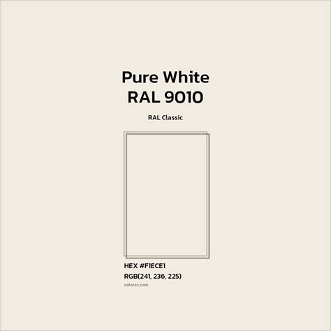 Ral 9010 Pure White Complementary Or Opposite Color Name And Code F1ece1