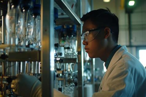 A Man In A Lab With A Lab Coat And A Lab Coat Premium AI Generated Image