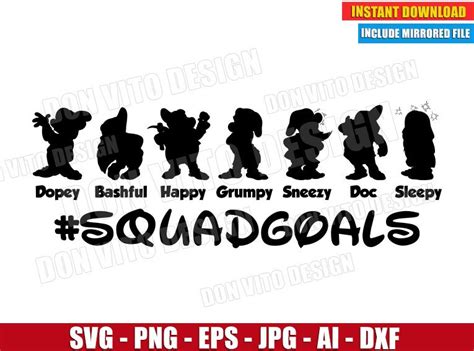 Disney Squadgoals Seven Dwarf Svg Dxf Png Snow White Cut Files