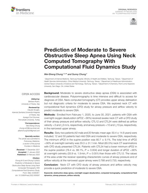 PDF Prediction Of Moderate To Severe Obstructive Sleep Apnea Using Neck Computed Tomography