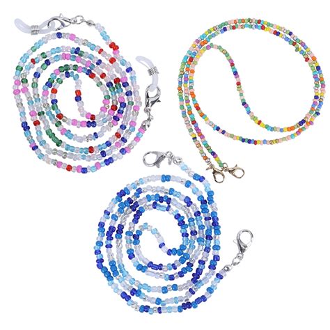 Labserron 3pcs Glasses Chain For Women Assorted Color Decorative Glass
