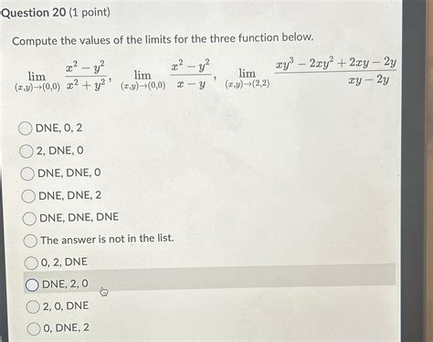 solved question 20 1 ﻿point compute the values of the