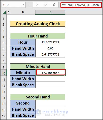how to create an analog clock in excel with easy steps