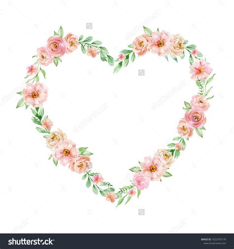 Aquarell Zusammensetzung Von Blumen In Form Eines Stockillustration 1022975179 Shutterstock