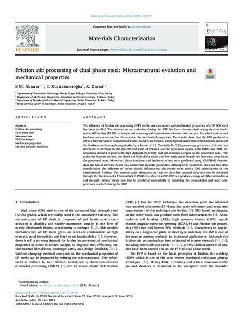 Pdf Friction Stir Processing Of Dual Phase Steel Microstructural