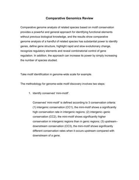 Comparative Genomics Review