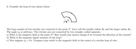 Solved Consider The Loop Of Wire Shown Below The Loop Chegg