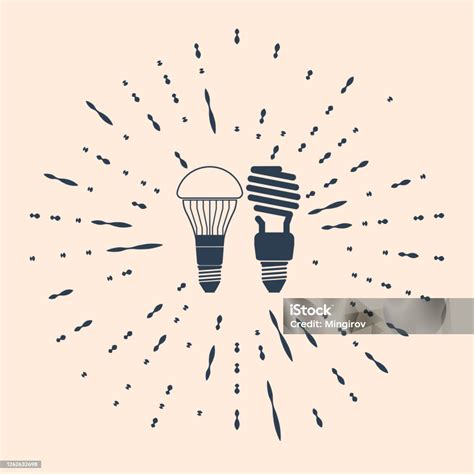 블랙 이코노미 럴 Led는 베이지 색 배경에 격리 된 전구와 형광 전구 아이콘을 조명합니다 에너지 램프를 절약합니다 추상 원 임의점 벡터 일러스트레이션 0명에 대한 스톡