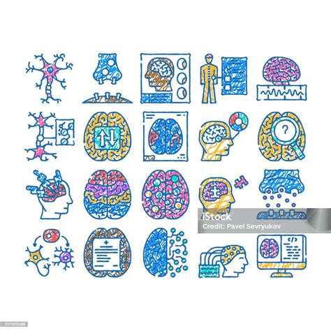Neuroscience Brain Doctor Medical Icon Hand Drawn Stock Illustration
