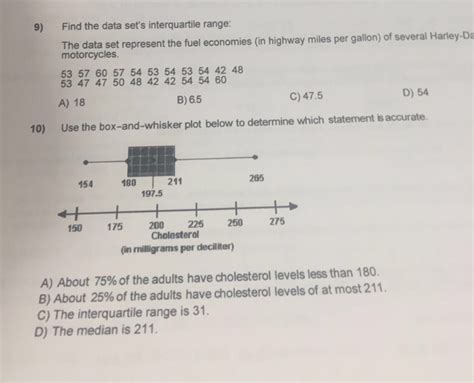 solved find the data set s interquartile range the data
