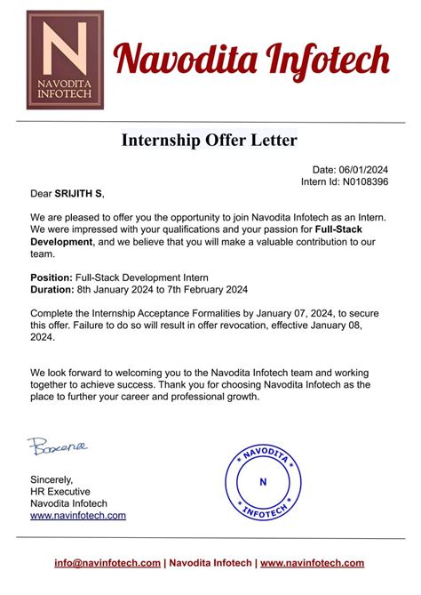 Srijith S On Linkedin Internship Fullstackdeveloper Navaditainfotech